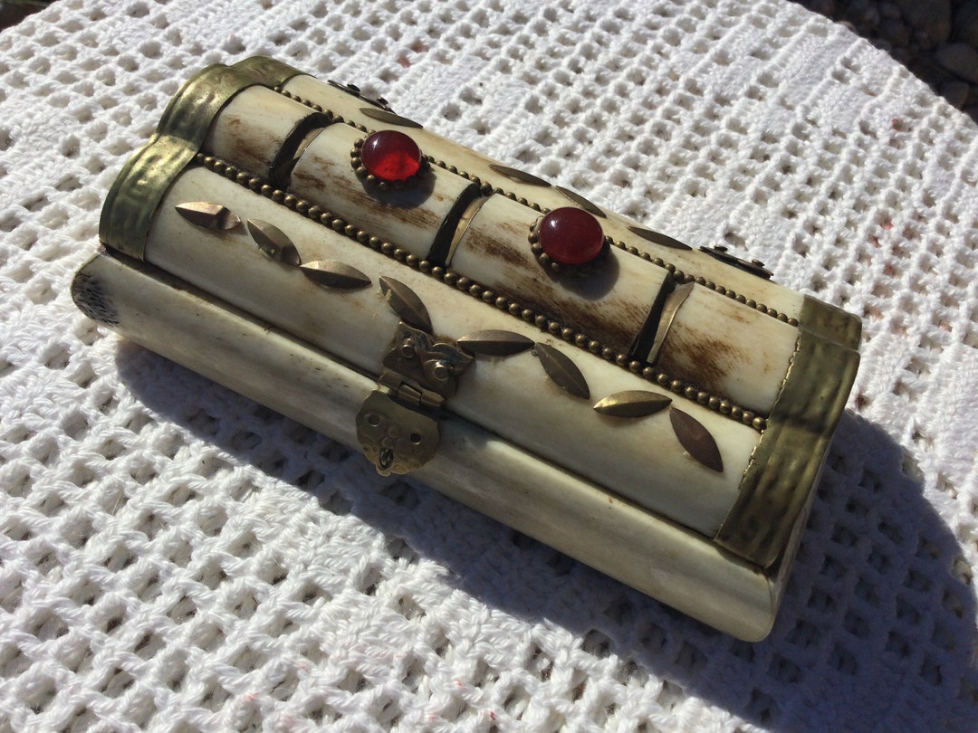 Camel Bone & Brass Trinket Box Sudha Style India/ Unusual Bone Trinket ...