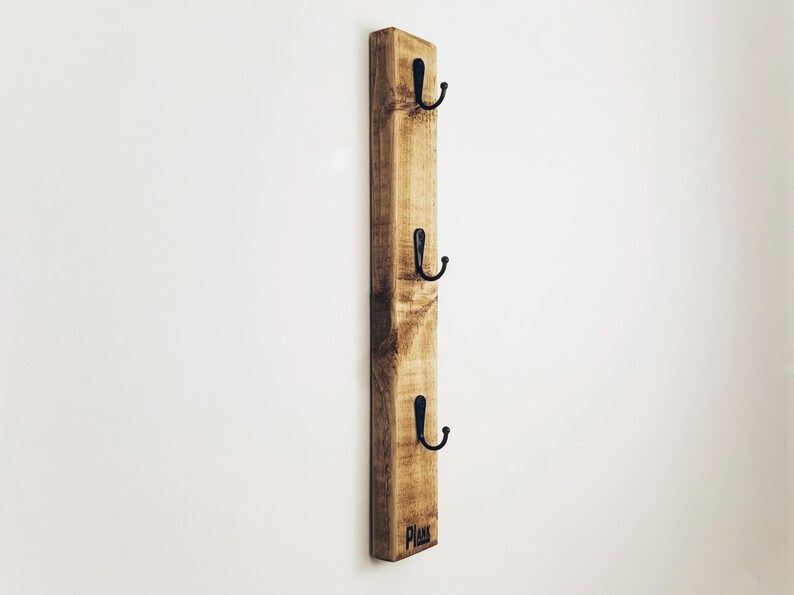 Wooden Vertical Key Holder, Rustic Slim Key Rack, Hallway Wall Mounted ...