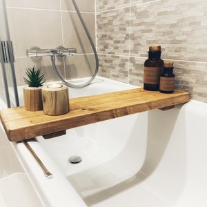Wooden Bath Board, Rustic Bathtub Tray, Solid Wood Bath Rack, Custom ...