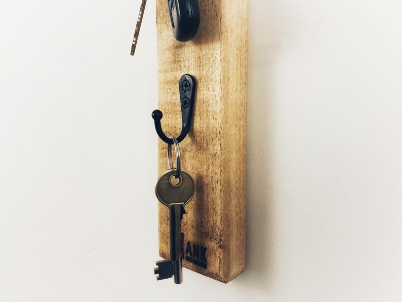 Wooden Vertical Key Holder, Rustic Slim Key Rack, Hallway Wall Mounted ...
