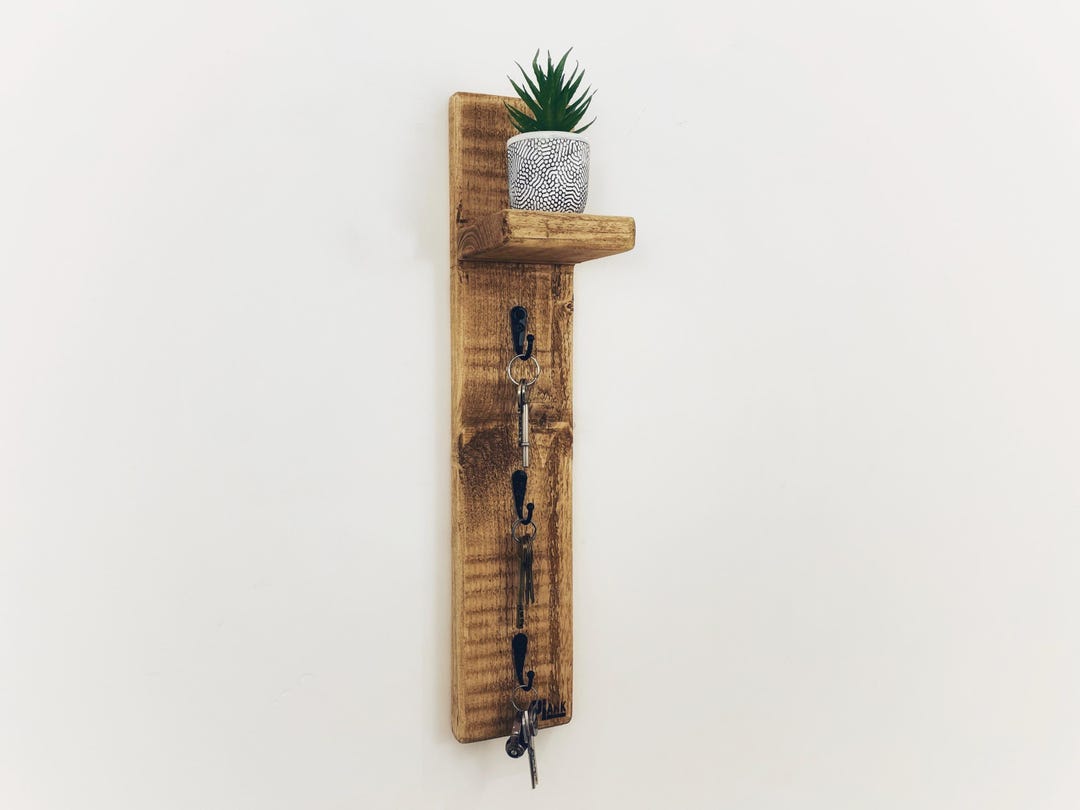 Key Holder With Shelf, Vertical Rustic Key Rack, Narrow & Slim Designed ...