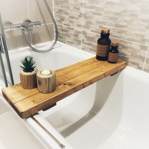 Wooden Bath Board, Rustic Bathtub Tray, Solid Wood Bath Rack, Custom ...