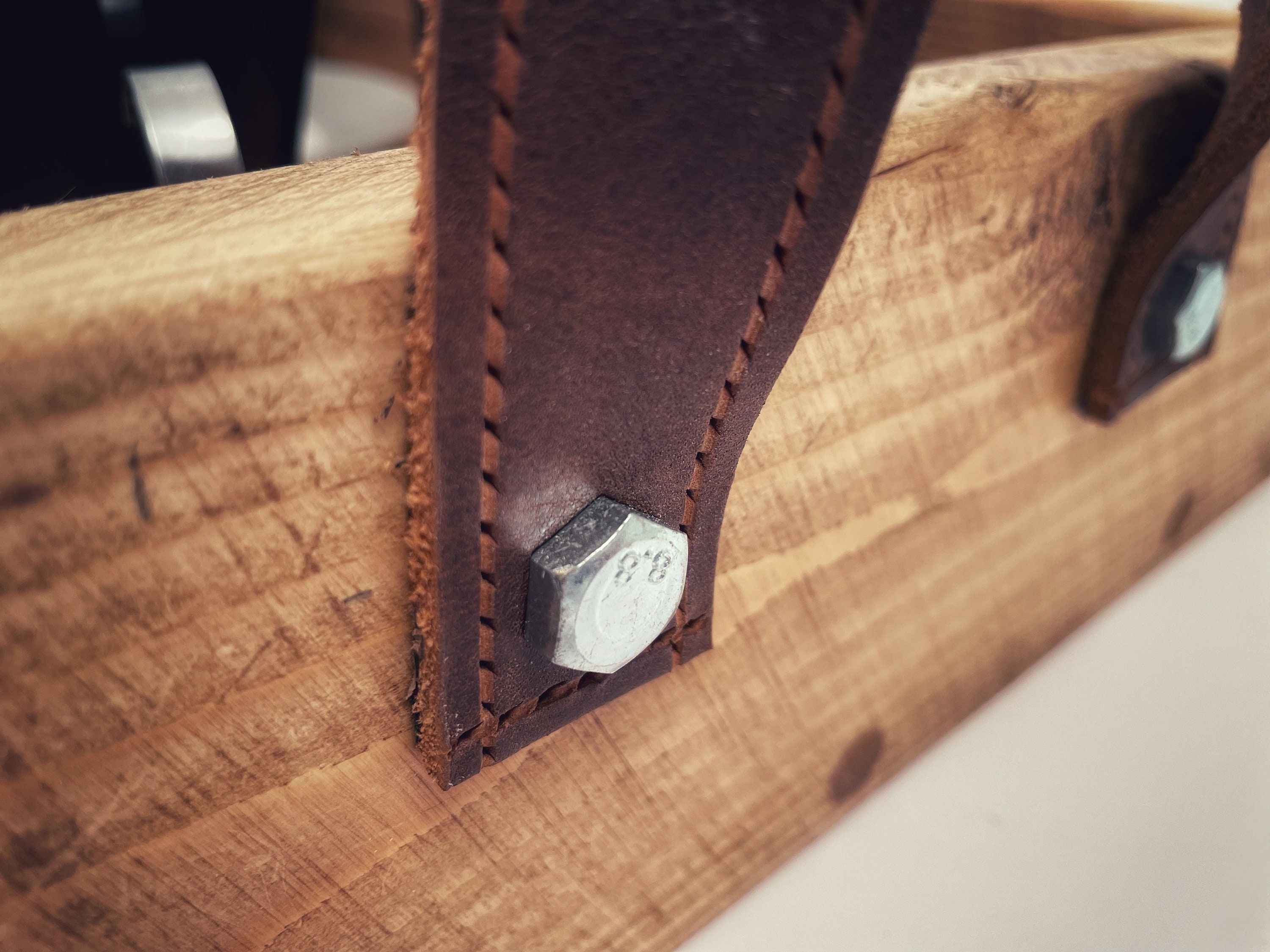 Rustic Farmhouse Serving Tray With Leather Handles, Wooden Scandi ...