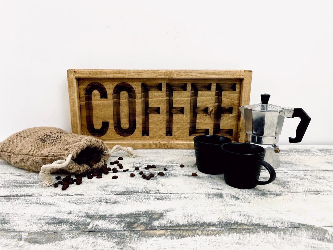 Rustic Wooden Coffee Sign – Farmhouse Kitchen Decor, Handcrafted Coffee ...