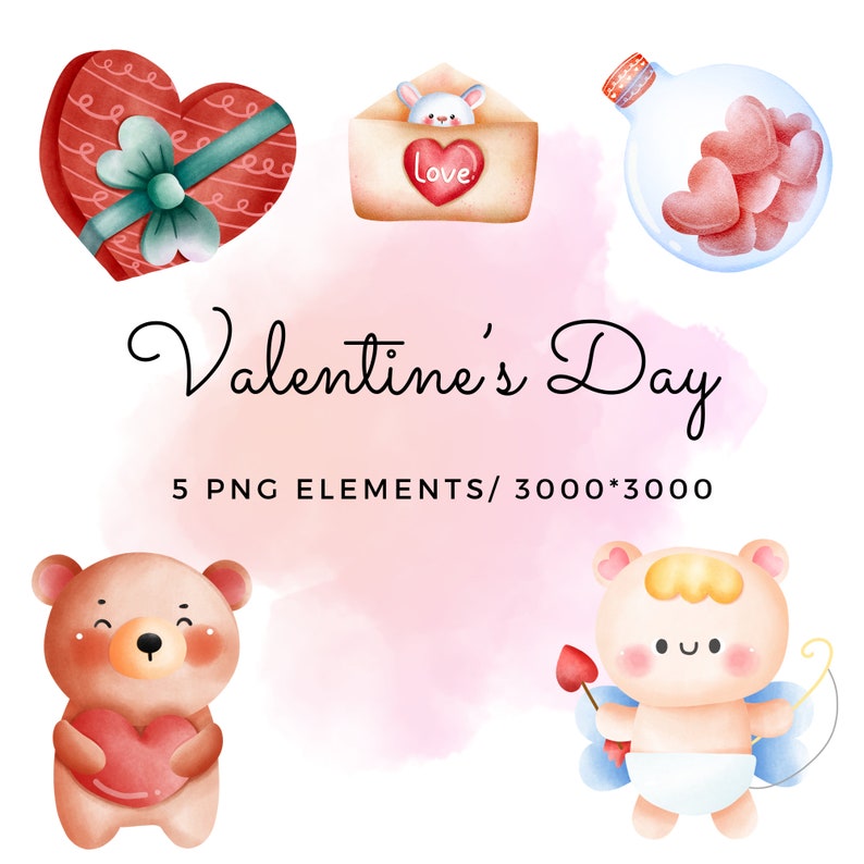 Valentine Elements Watercolor PNG, Valentines Teddy Bear,tedy Bear ...