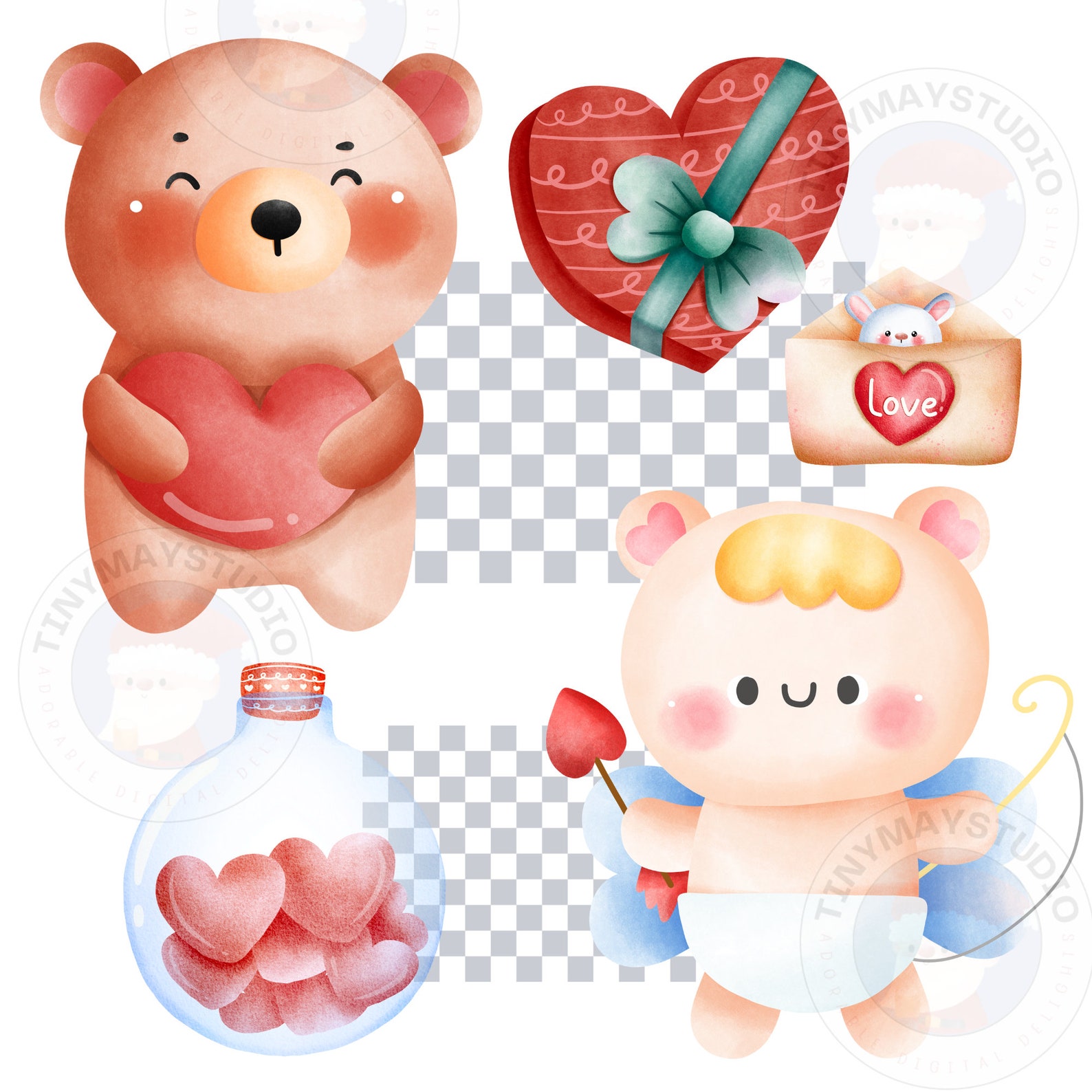 Valentine Elements Watercolor PNG, Valentines Teddy Bear,tedy Bear ...