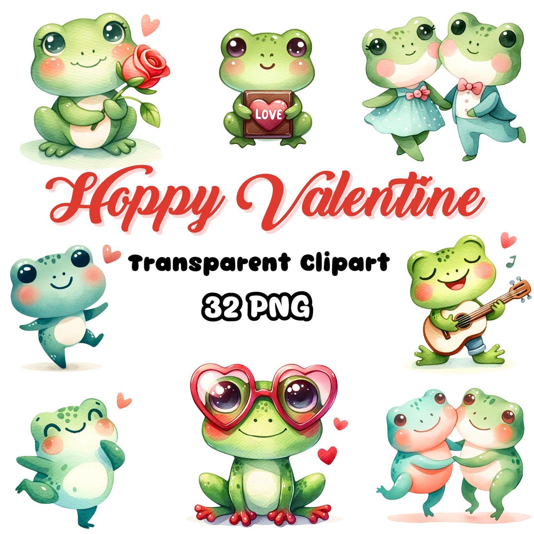 Watercolor Frog,love Frog,valentine's Day Png,clipart PNG, Valentine ...