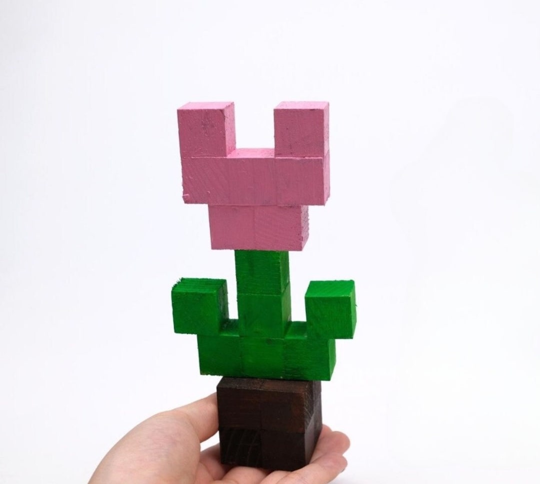 Minecraft Chrysanthemum Tulips Model Handmade Wooden Flower - Etsy