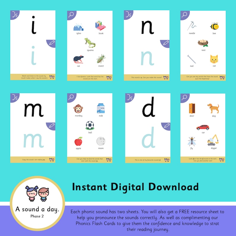 Phonics Learning Flash Cards, Phase Two Printable - Reception & Year 1 ...