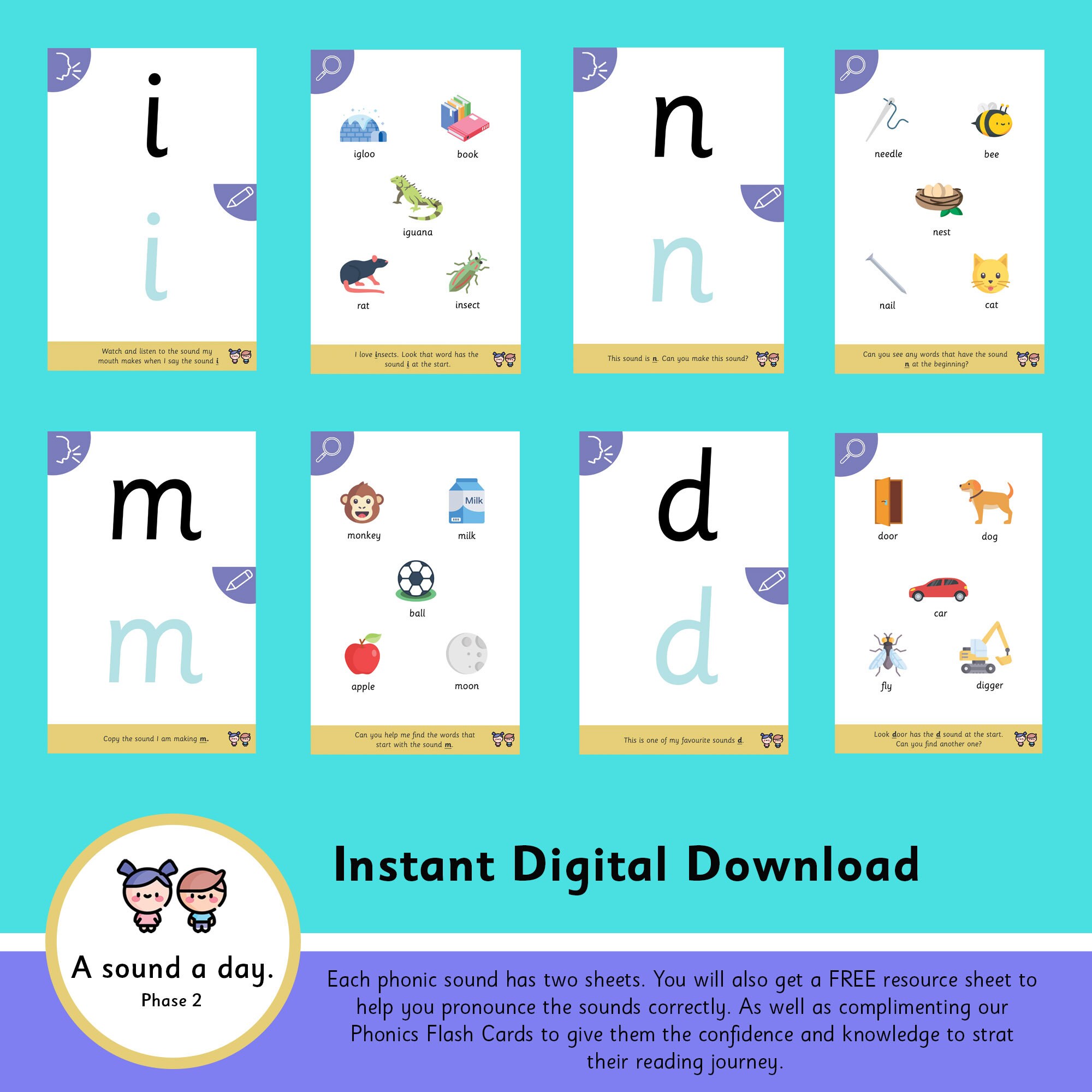Phonics Learning Flash Cards, Phase Two Printable - Reception & Year 1 ...