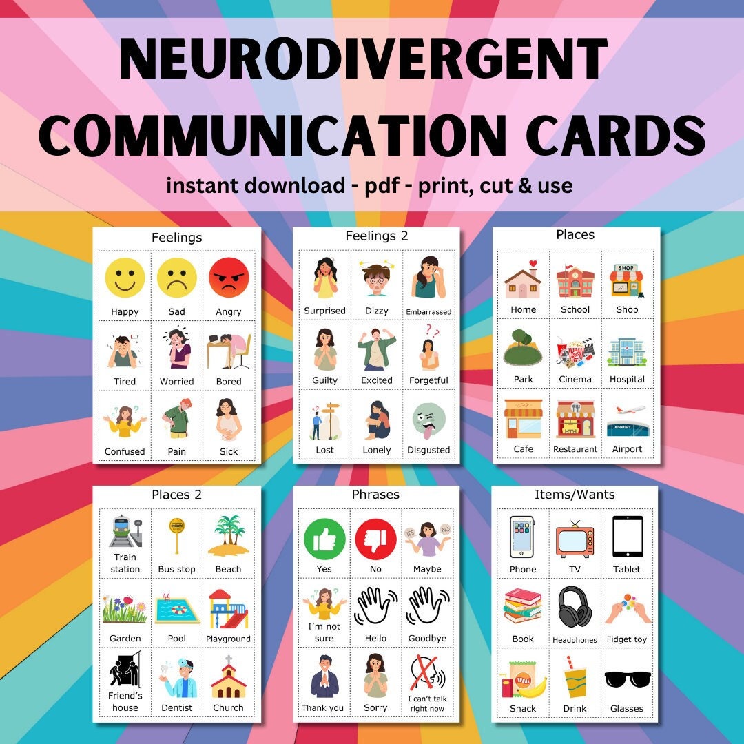 100+ Neurodivergent Communication Cards | Non Verbal Communication ...