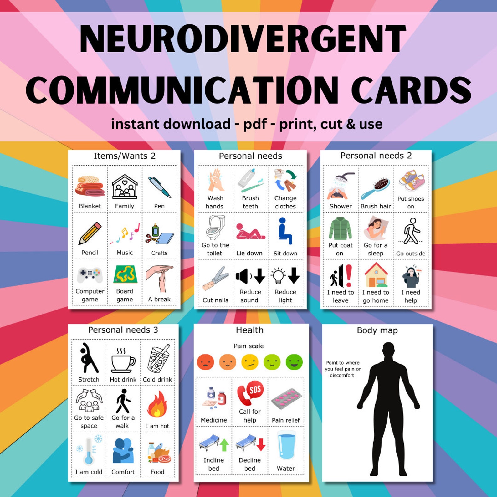 100+ Neurodivergent Communication Cards | Non Verbal Communication ...