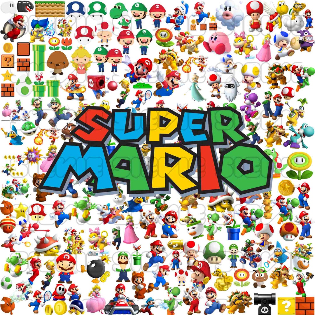 1200 Files Super Mario PNG Bundle for Cricut and Sublimation, Mario Cut ...
