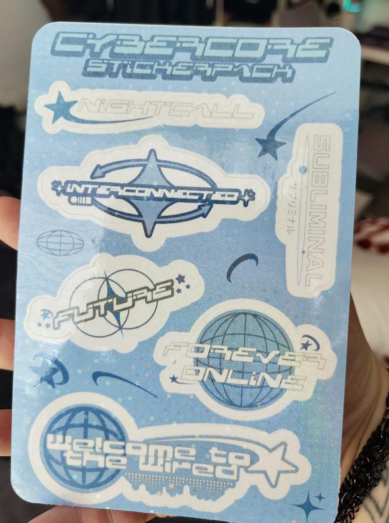 Cybercore Holographic Star Sticker Sheet - Cyberpunk Japanese ...