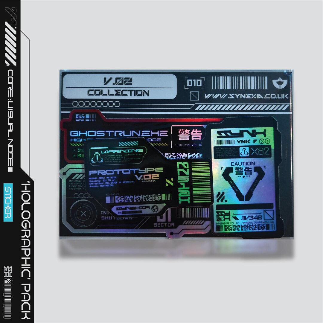 Cyberpunk Holographic Sticker Pack – Waterproof Laptop & Gaming Decals ...