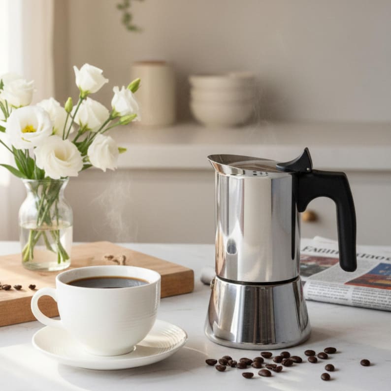 Engraved Stainless Steel Stovetop Moka Pot, Personalized Stovetop Moka ...