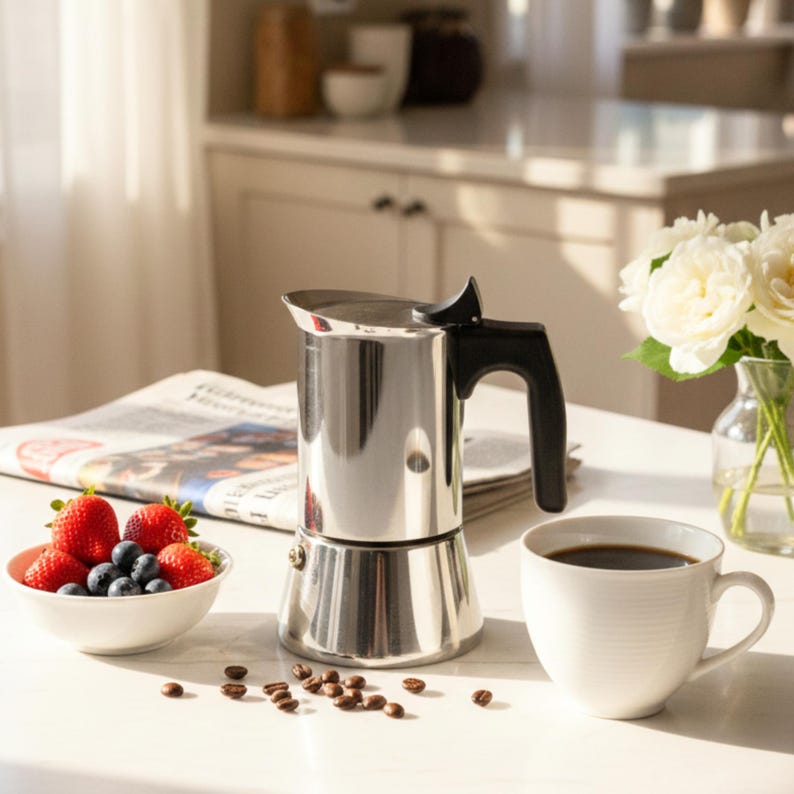 Engraved Stainless Steel Stovetop Moka Pot, Personalized Stovetop Moka ...