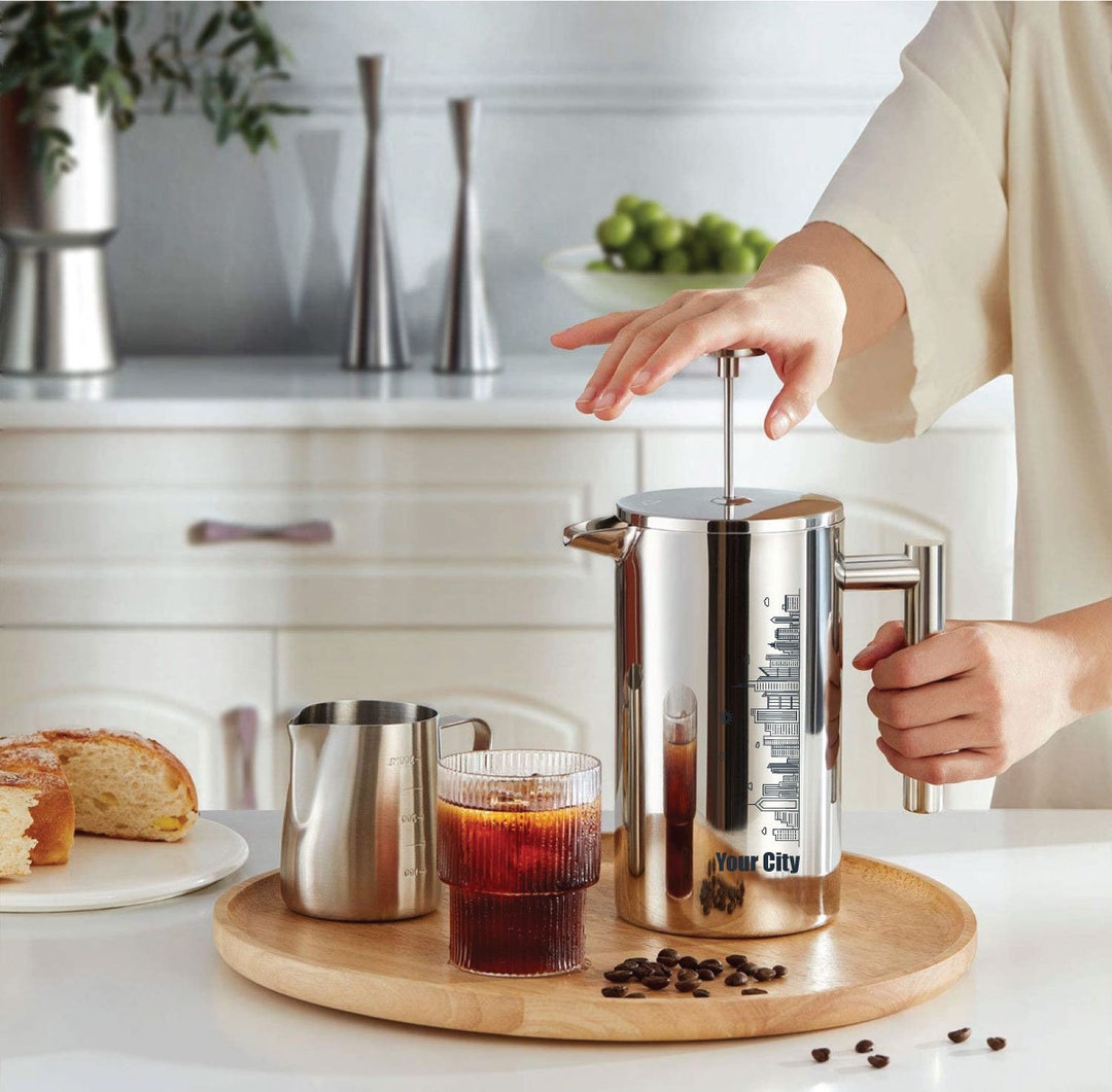 Custom French Press. Engraved With Your City Map & City Name Unlimited ...