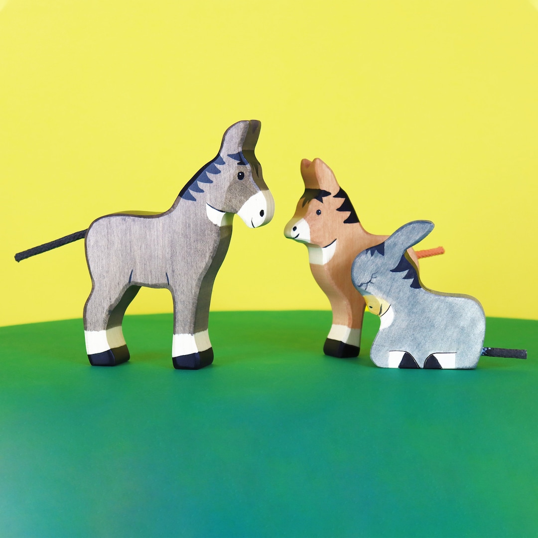 Family of Donkeys Wooden Toys Set | Montessori Toys | Waldorf Toy ...