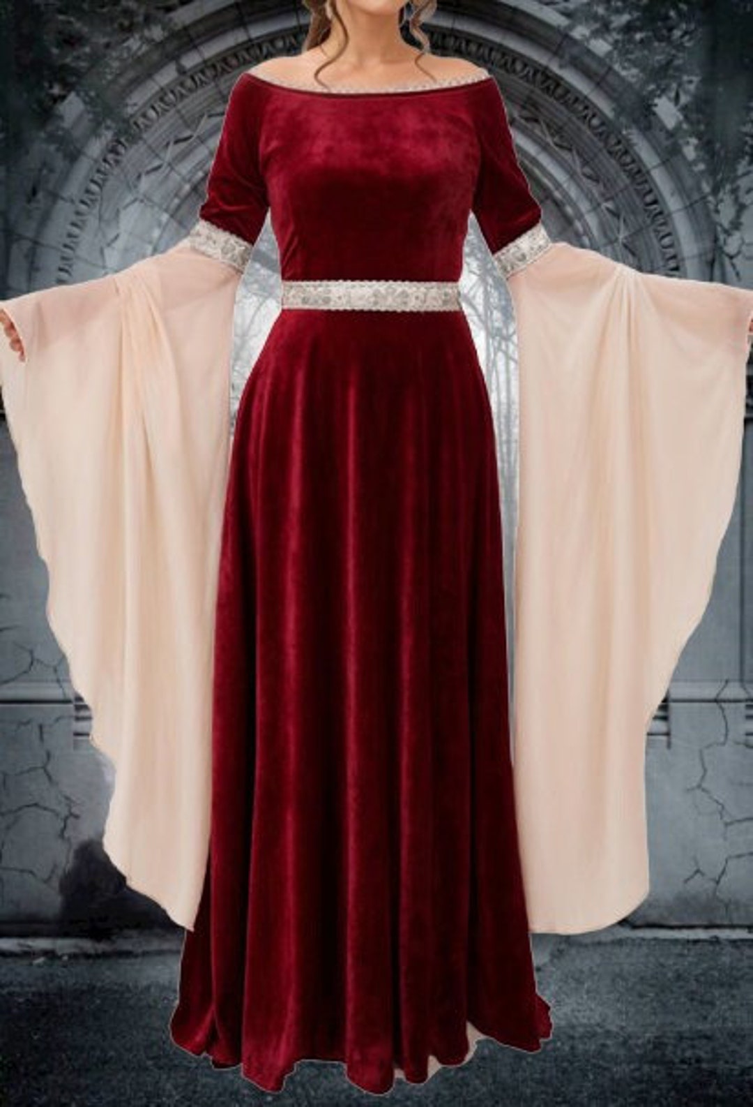 Red Velvet Witch Dress Renaissance Witch Dress Medieval - Etsy