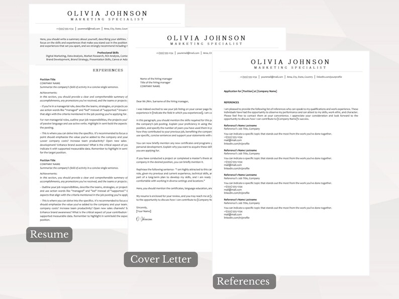 CV Template, Professional Resume Template Bundle, Editable, ATS ...