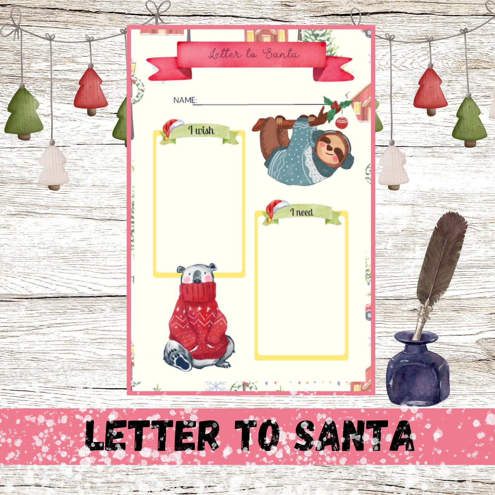 Letter to Santa PRINTABLE Kids Letter to Santa Santa Letter Christmas ...