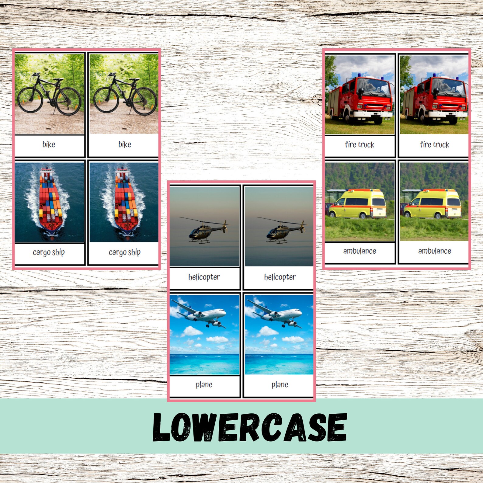 Transport Montessori Cards, Transport Flash Cards, Three Part Cards ...