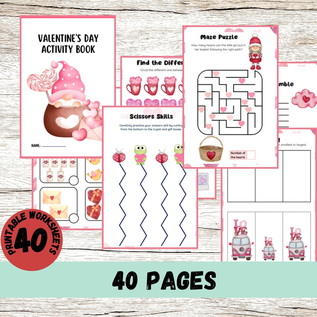 Valentine's Day Preschool Packet, Preschool Worksheets, Preschool ...