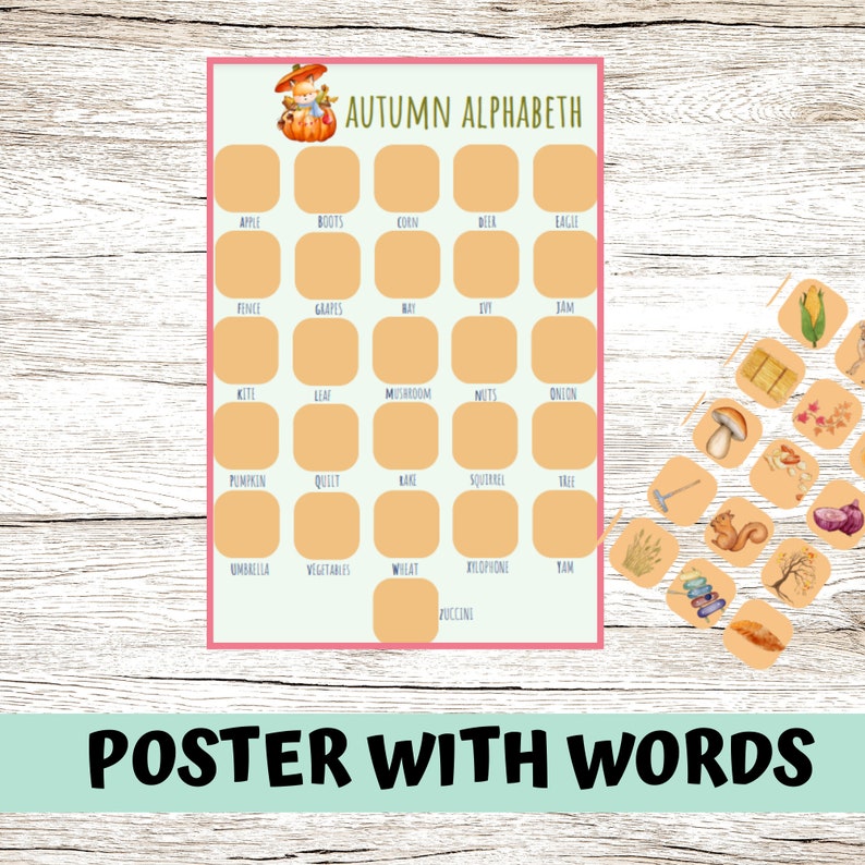 Autumn Alphabeth Poster Worksheet Pre-k Printable Beginning Sound ...