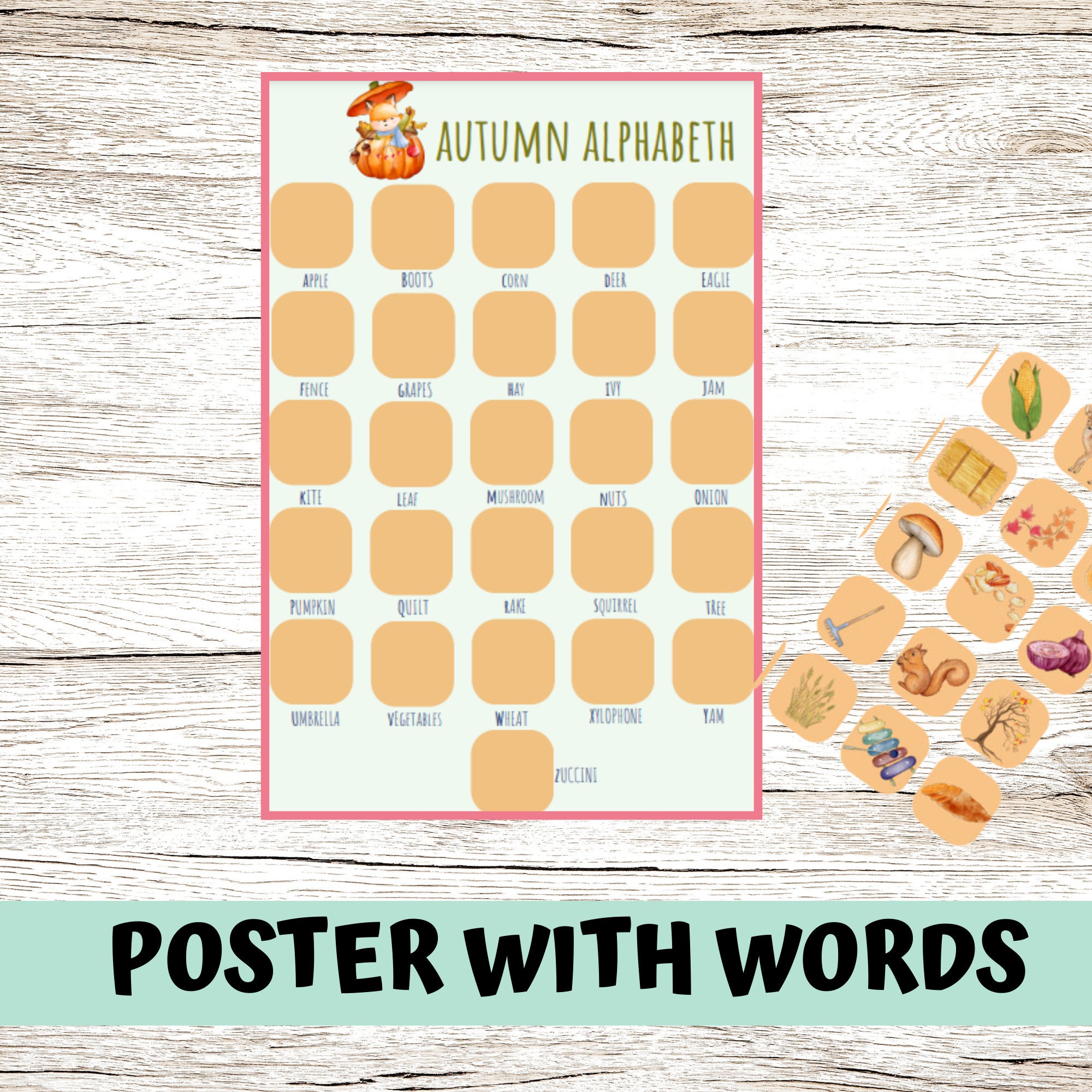 Autumn Alphabeth Poster Worksheet Pre-k Printable Beginning Sound ...