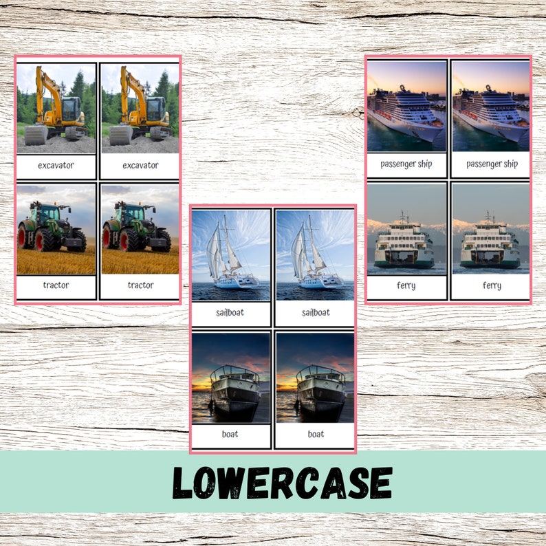 Transport Montessori Cards, Transport Flash Cards, Three Part Cards ...