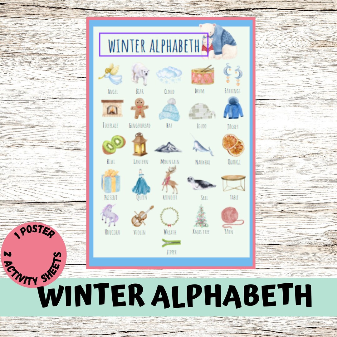 Winter Alphabeth Poster Worksheet Beginnig Sound Toddler Prinatble PDF ...