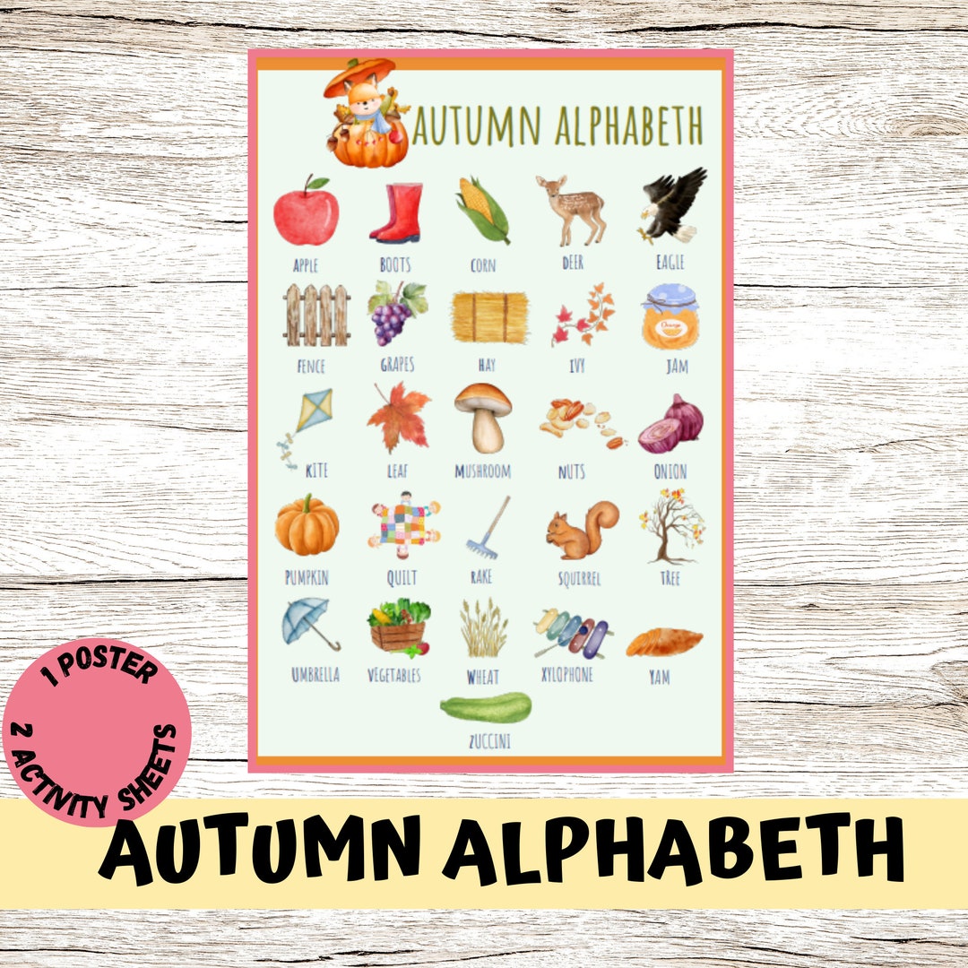 Autumn Alphabeth Poster Worksheet Pre-k Printable Beginning Sound ...