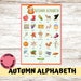 Autumn Alphabeth Poster Worksheet Pre-k Printable Beginning Sound ...