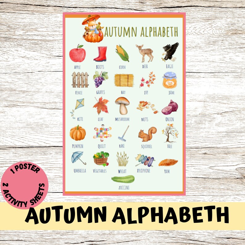 Autumn Alphabeth Poster Worksheet Pre-k Printable Beginning Sound ...