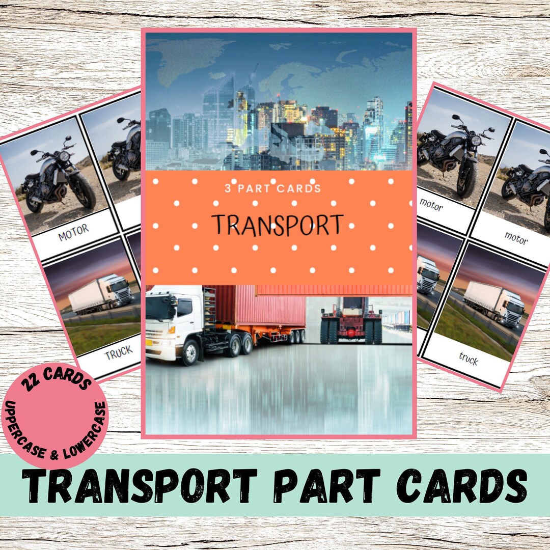 Transport Montessori Cards, Transport Flash Cards, Three Part Cards ...