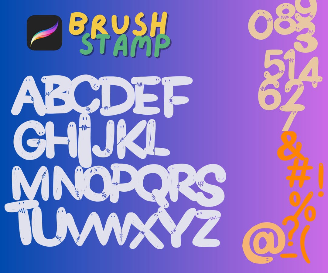Brushes Lettering for Procreate, Alphabet Stamp, B00 Stamp, Halloween ...