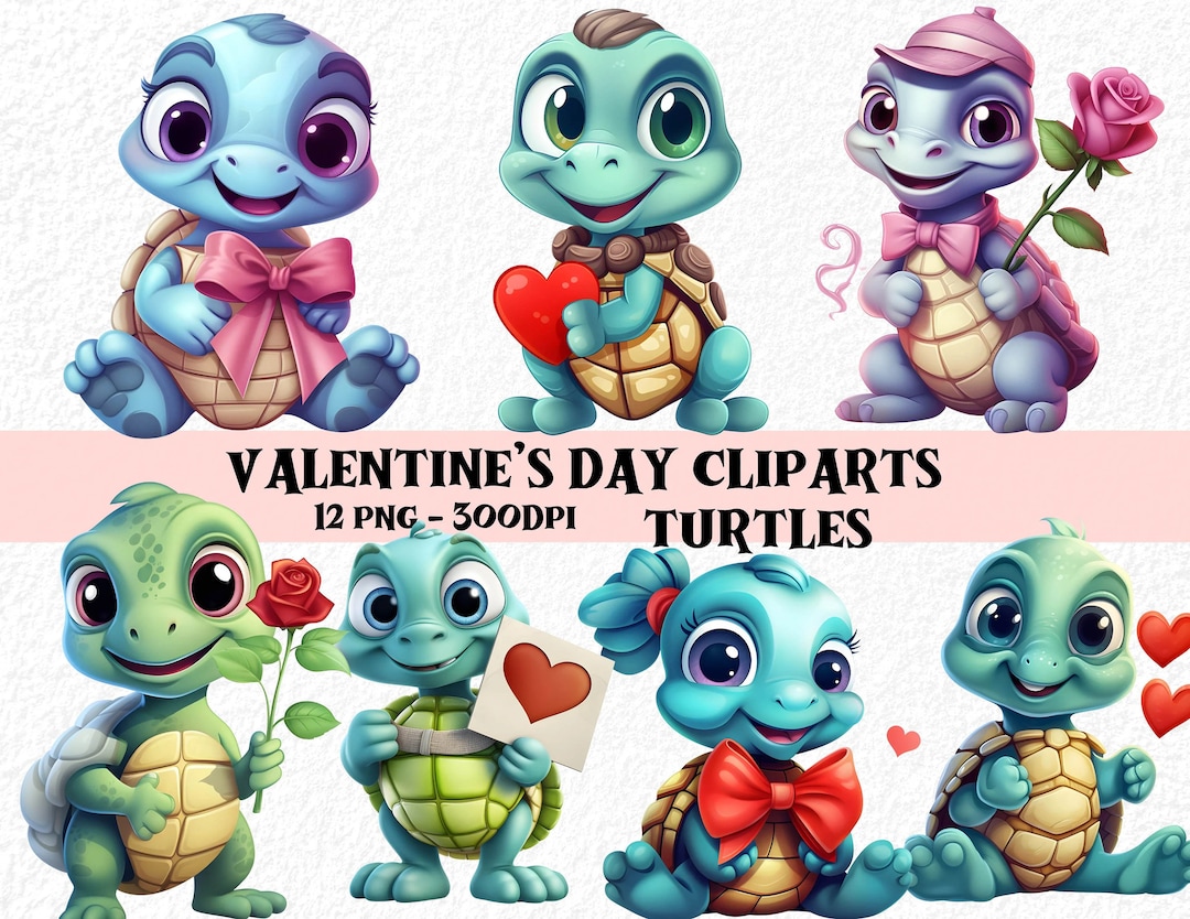 Cute Valentine's Day Turtles Clipart Bundle Tortoise High Quality ...