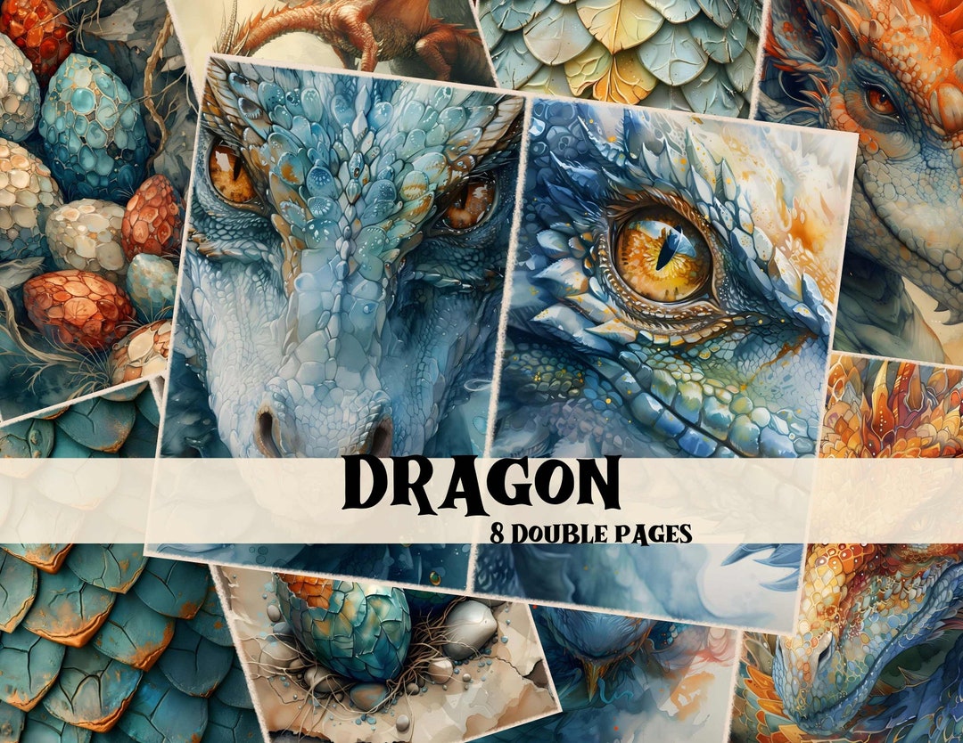 Dragons Junk Journal Kit Fantasy Dragon Scrapbook Printable Backgrounds ...