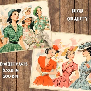 1950s Fashion Printable Pages: Vintage Spring Scrapbook (digital ...
