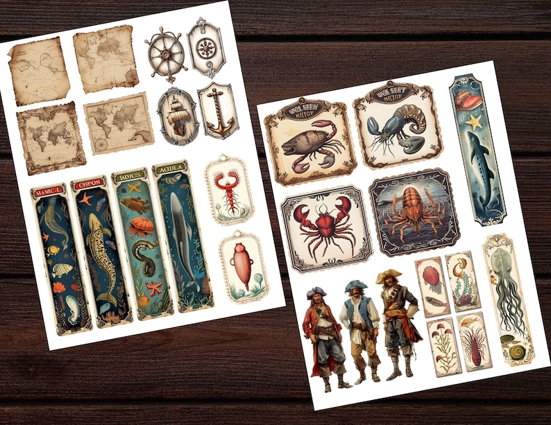 Nautical Junk Journal Kit Nautical Tags Label Stamp Nautical Scrapbook ...