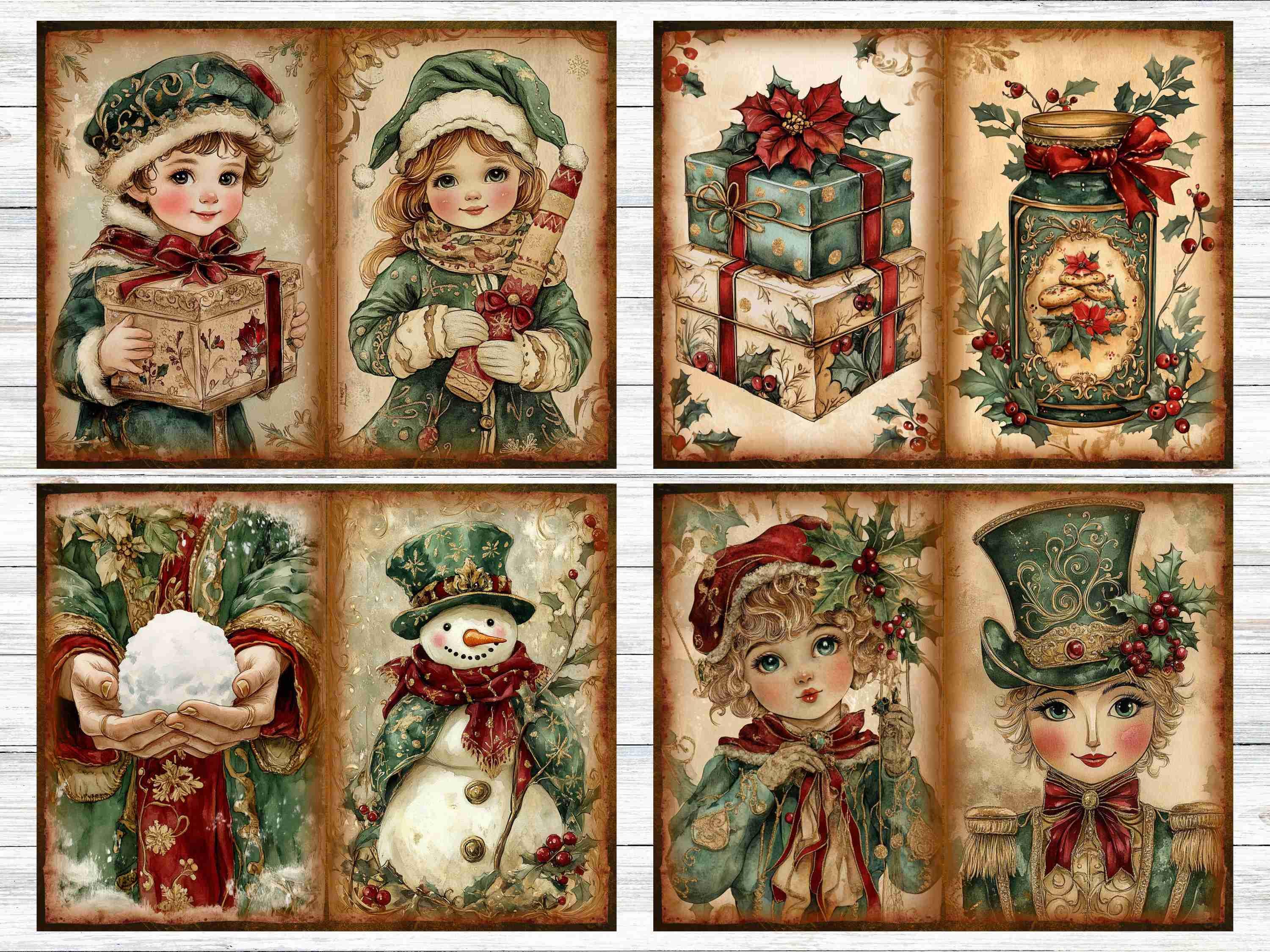 Vintage Christmas Scrapbook Paper: Shabby Chic Junk Journal (digital ...
