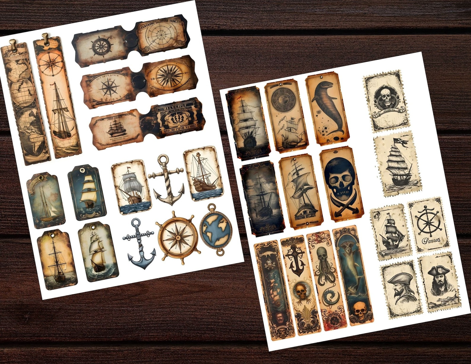 Nautical Junk Journal Kit Nautical Tags Label Stamp Nautical Scrapbook ...