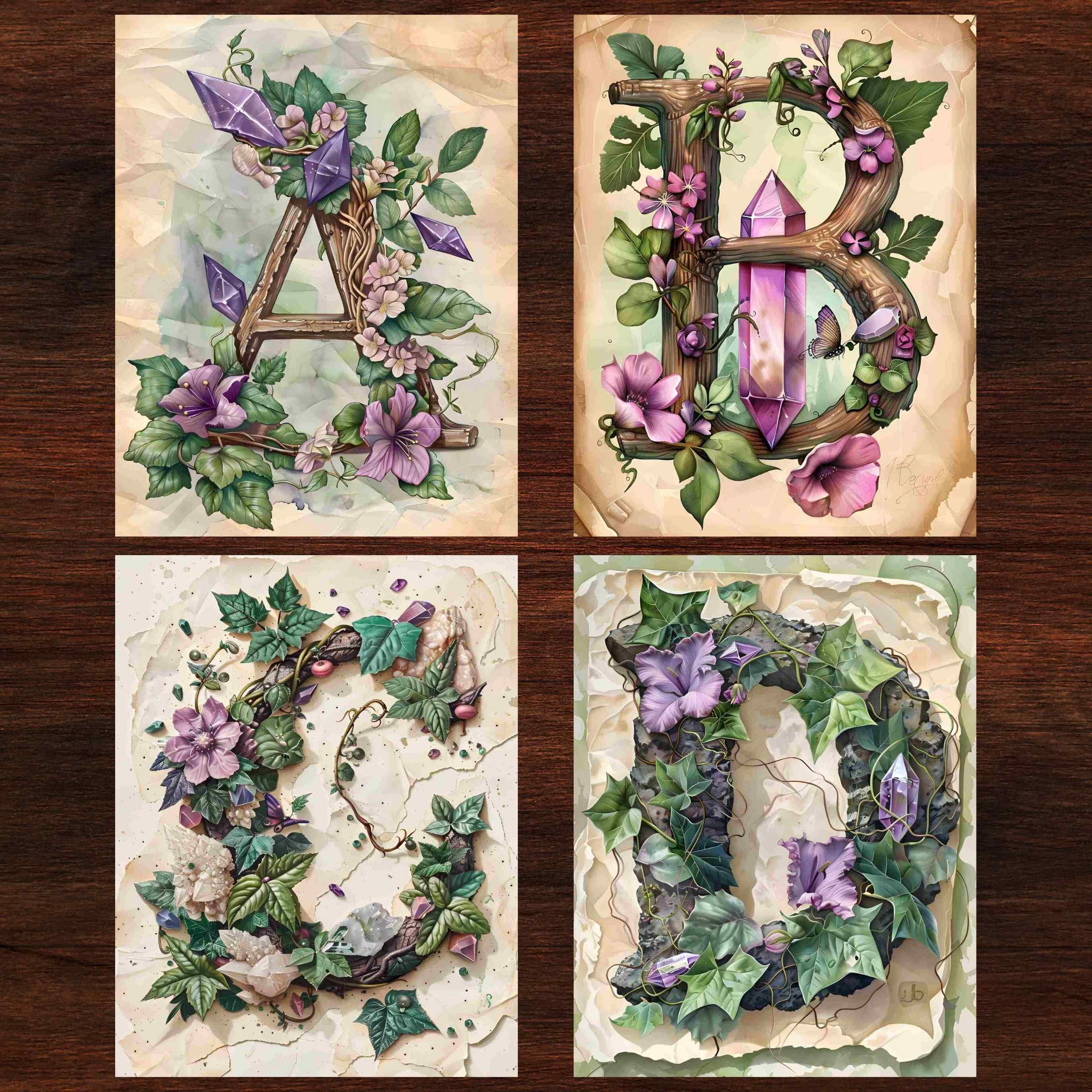 Alphabet Junk Journal Kit Enchanted Alphabet Scrapbook Digital Paper ...