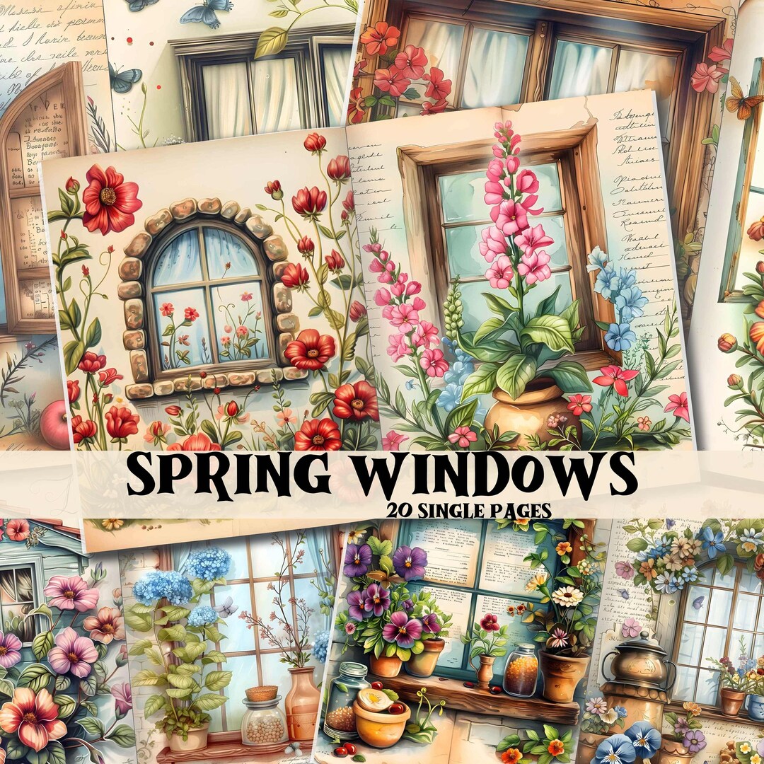 Spring Windows Junk Journal Kit Colorful Windows Junk Journal Supplies ...