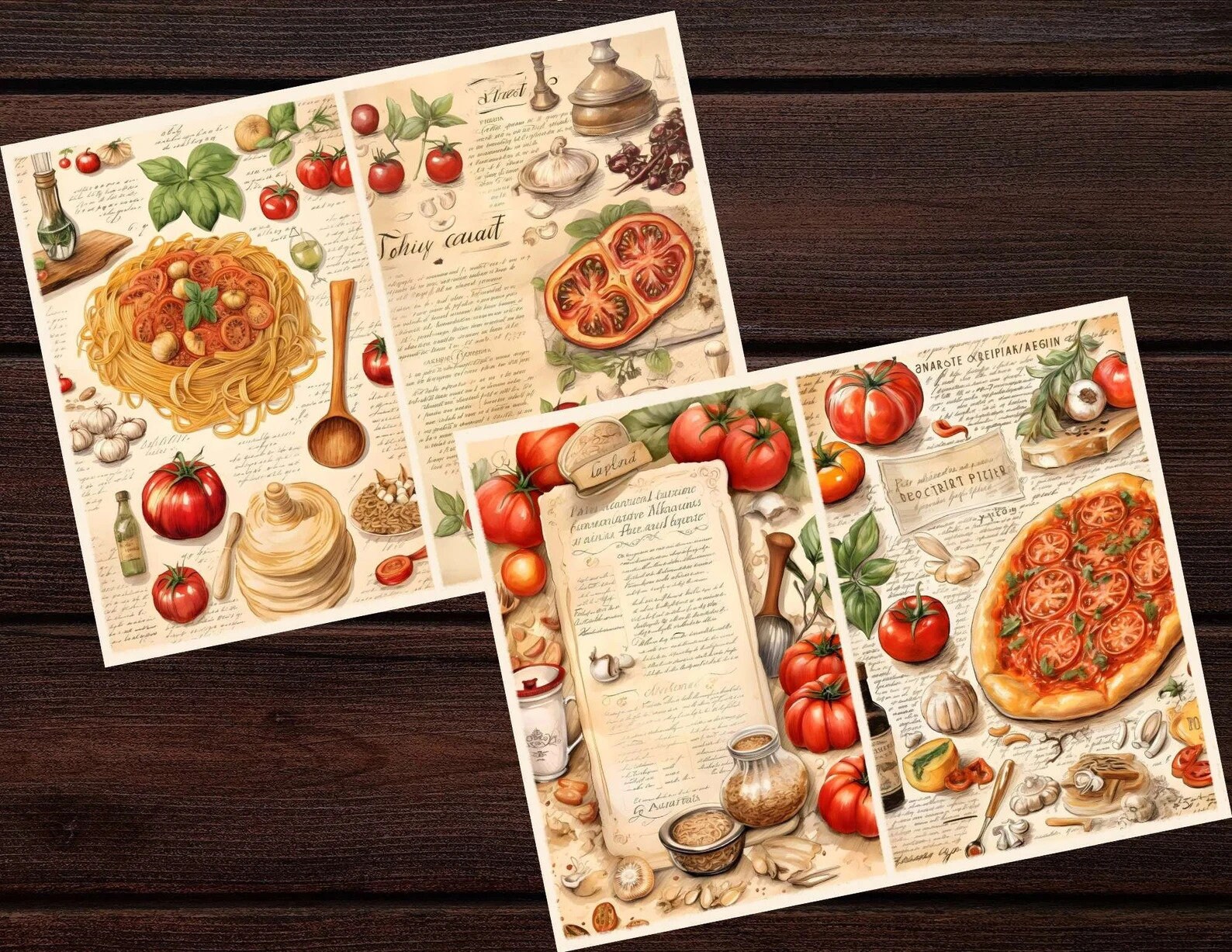 Italian Cookbook Junk Journal Kit: Vintage Italy Scrapbook (digital ...