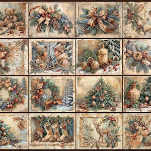 Watercolor Christmas Junk Journal Supplies Vintage Christmas Scrapbook ...