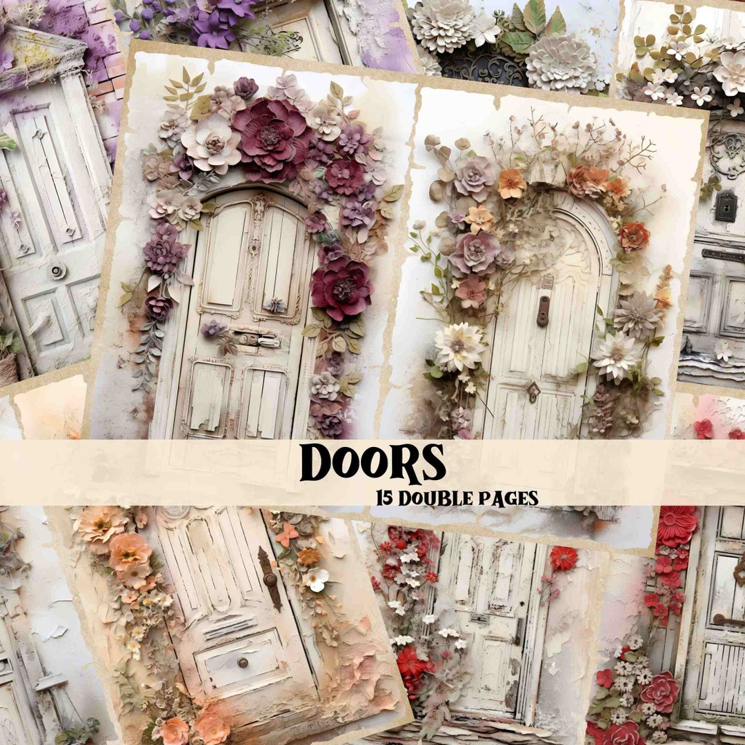 Doors Junk Journal Kit Colorful Doors Junk Journal Supplies Flowers ...
