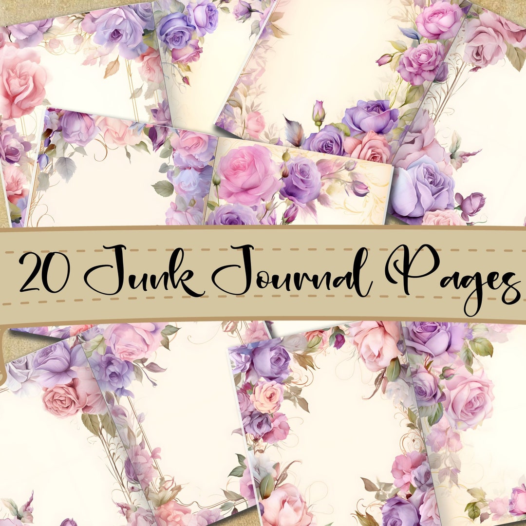 Junk Journal Kit Flowers Roses Pink Purple Vintage Junk - Etsy