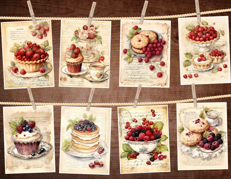 Vintage Cookbook Digital Paper: Shabby Chic Recipe Pages (digital ...